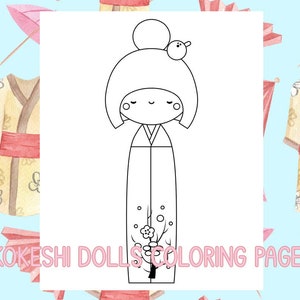 Japanese Kokeshi Dolls Printable Coloring Pages - Etsy