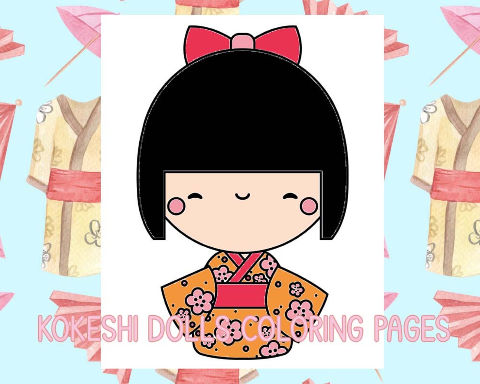 Japanese Kokeshi Dolls Printable Coloring Pages - Etsy