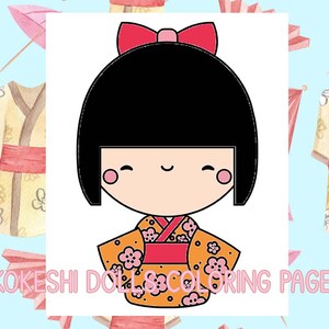 Japanese Kokeshi Dolls Printable Coloring Pages - Etsy