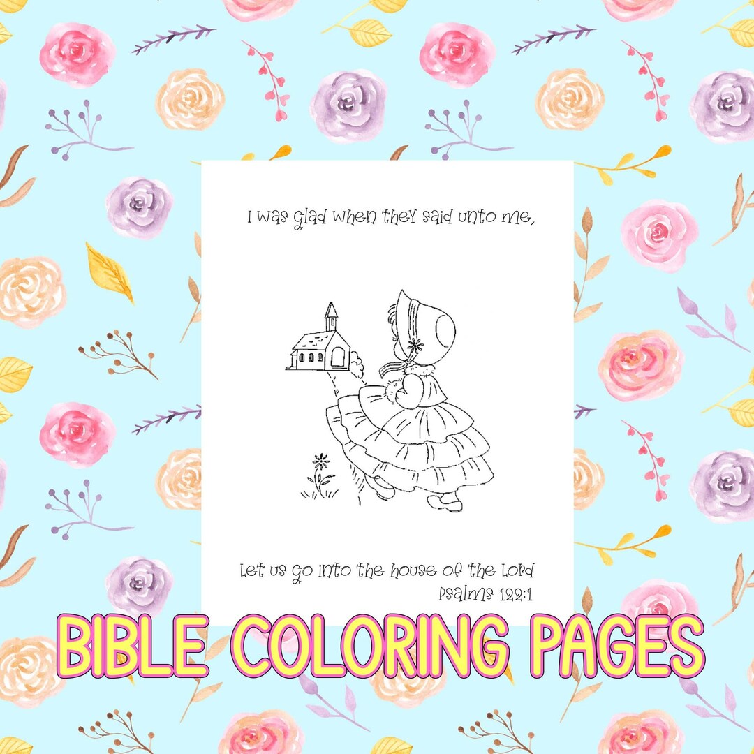 Set of Seven | Bible Verse Coloring Pages of Vintage Girls Doing Daily ...