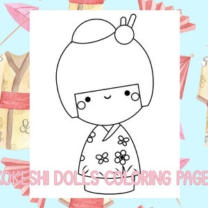 Japanese Kokeshi Dolls Printable Coloring Pages - Etsy