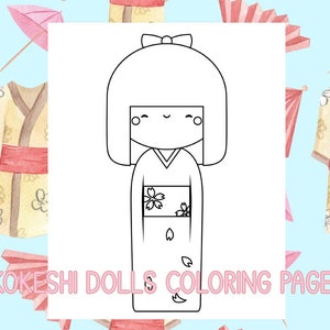 Japanese Kokeshi Dolls Printable Coloring Pages - Etsy