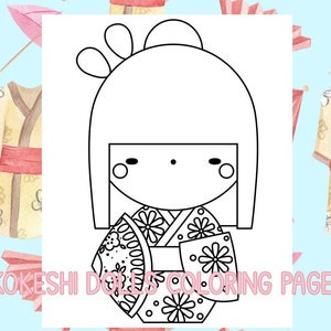 Japanese Kokeshi Dolls Printable Coloring Pages - Etsy