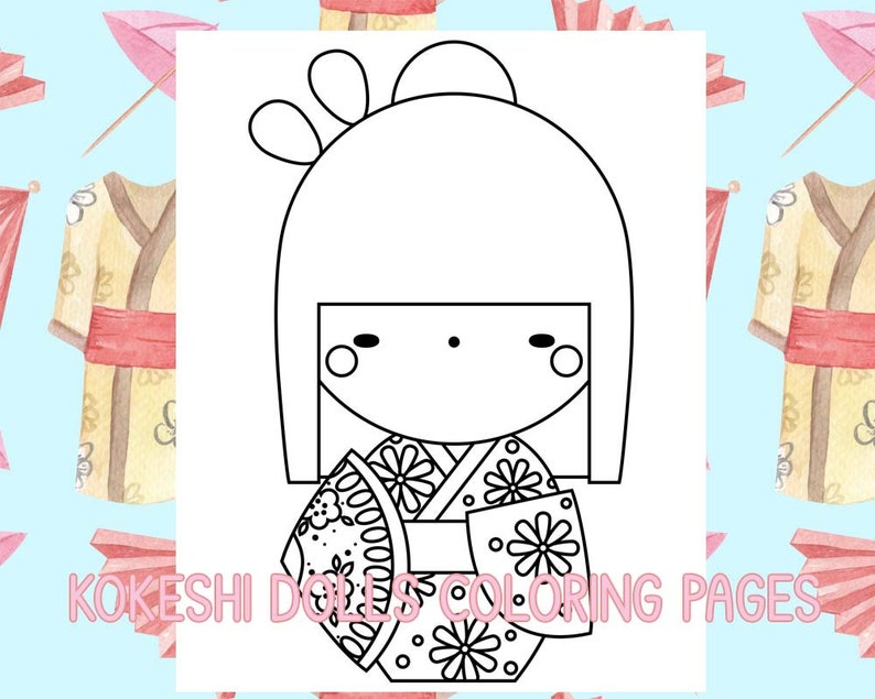Japanese Kokeshi Dolls Printable Coloring Pages - Etsy