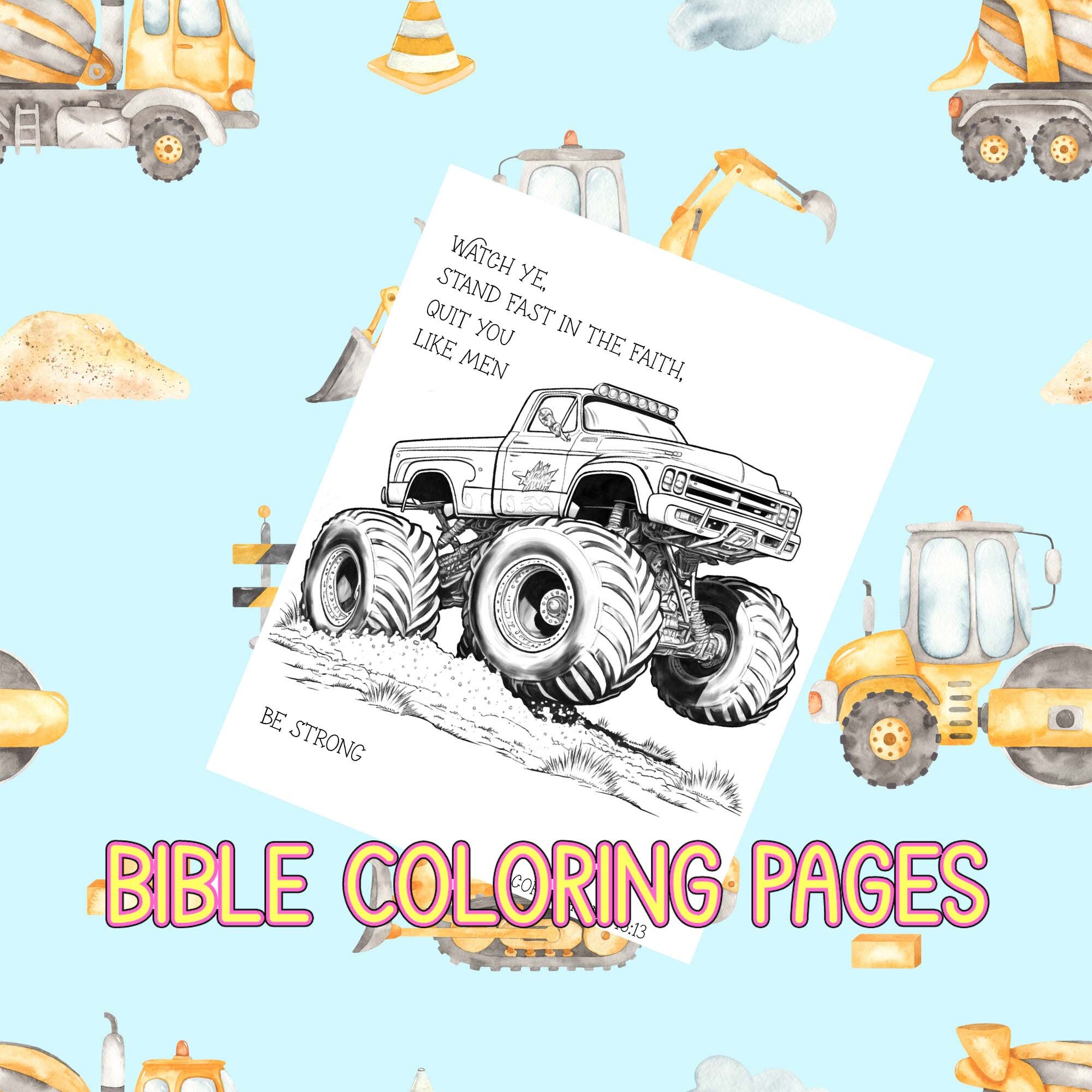 Bible Verse Coloring Page Bundle for Boys - Etsy