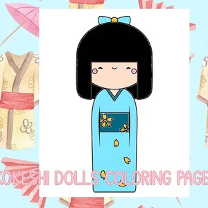 Japanese Kokeshi Dolls Printable Coloring Pages - Etsy