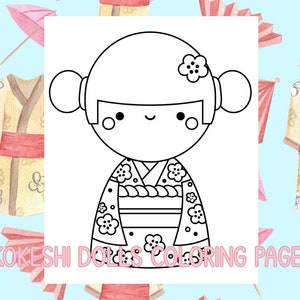 Japanese Kokeshi Dolls Printable Coloring Pages - Etsy