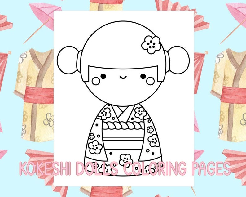 Japanese Kokeshi Dolls Printable Coloring Pages - Etsy