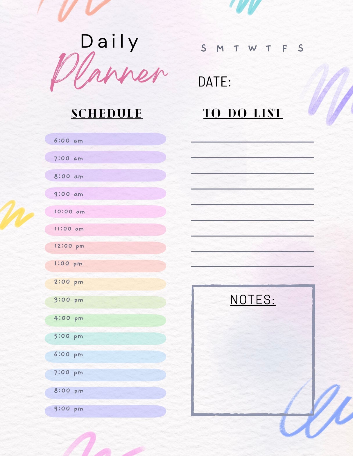 Cute Daily To-do List, Cute Daily Schedule Planner, Digital Download ...