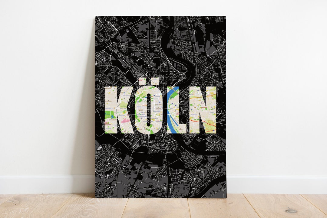 Mural City Map Cologne City Map Poster Dina2 | City Map Image Black ...