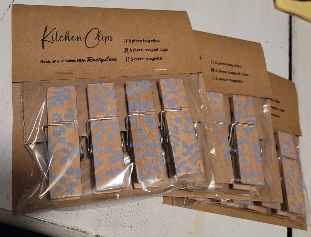 Kitchen Clips Magnet Clip Set Dusty Blue Botanicals - Etsy