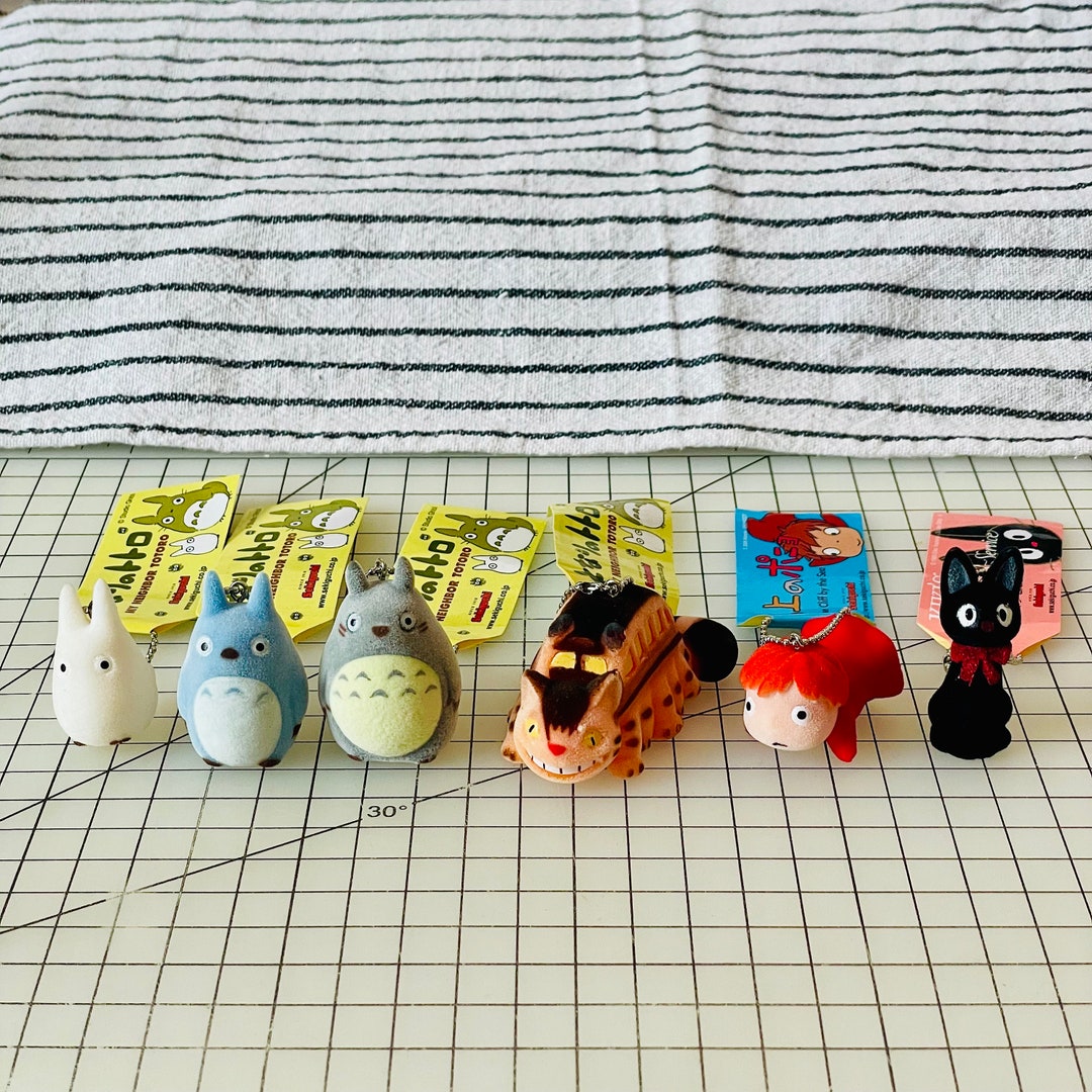 Classical Japanese Ghibli Sekiguchi Totoro Ponyo Jiji Flocked Keychain ...