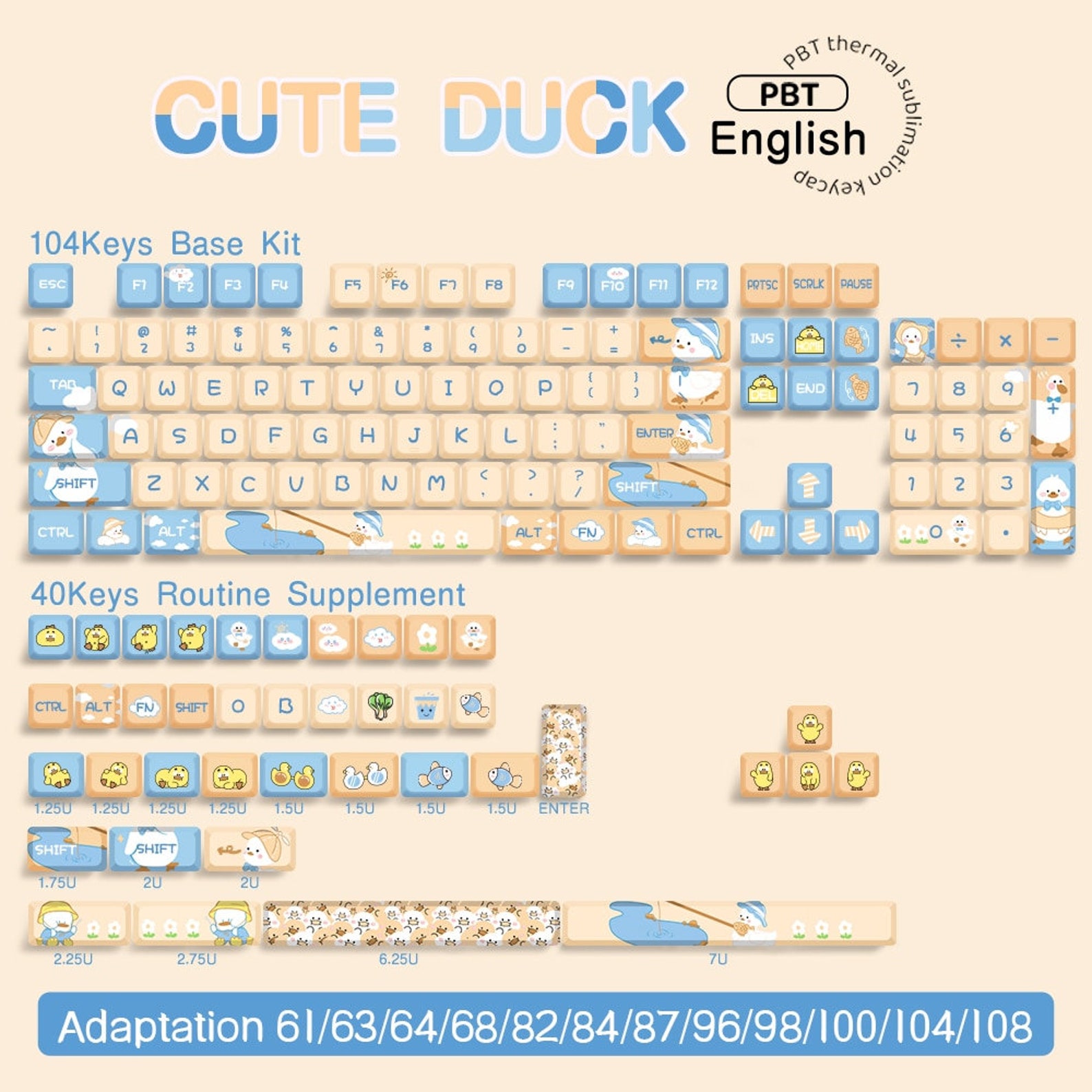 Cute Duck Cartoon Theme Keycaps Korean Style Artisan Keycaps - Etsy