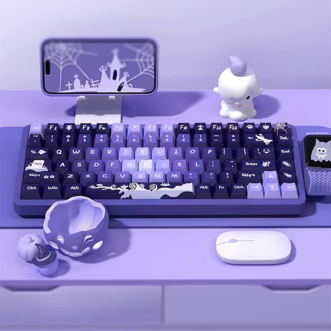 Purple Keycaps Cute Keycap Cherry Mx Keycap Halloween Gift Pbt Keycap ...