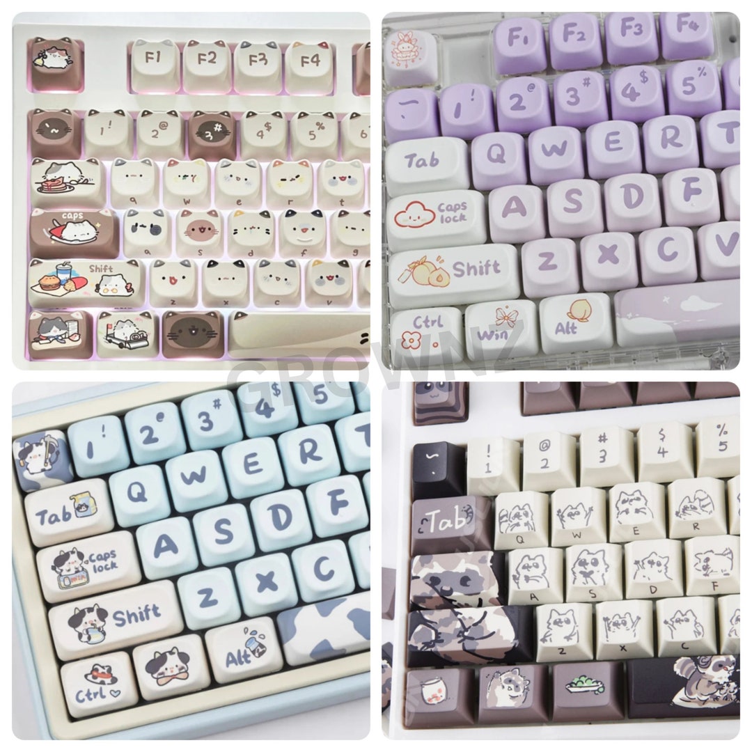 Kawaii Keycaps Pbt Keycap Set Cat Keycaps Tech Accessories Cute Keycap ...