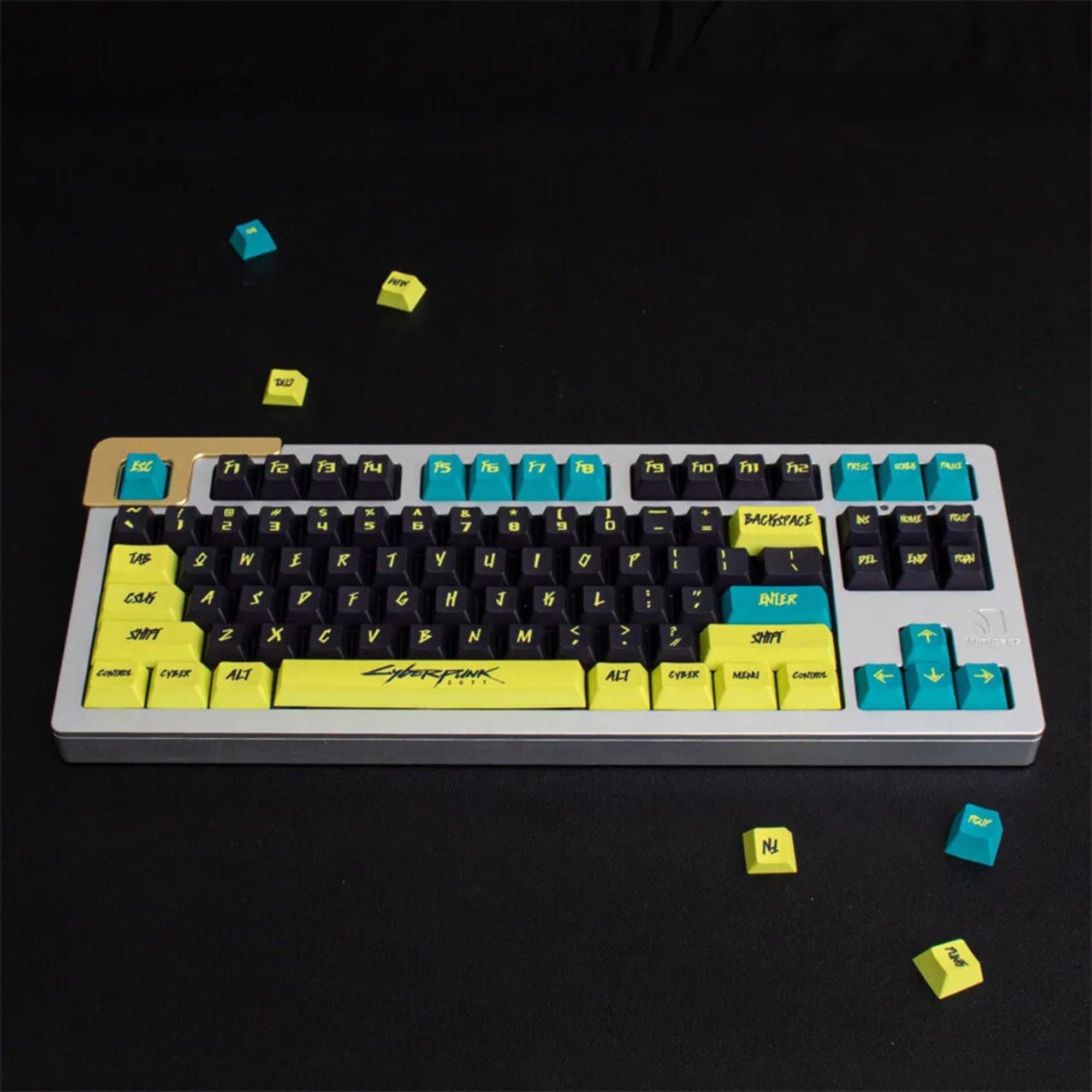 Yellow Keycaps Pbt Keycap Set Cyberpunk Tech Accessories Cute Keycap ...