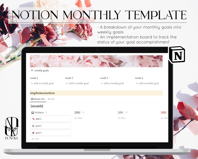 Notion Template Ultimate Monthly Digital Notion Planner Dashboard ...