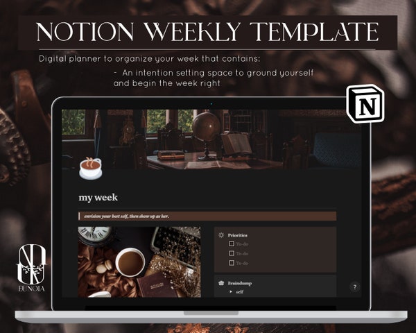Notion Student Planner Template, Dark Academia Planner, Digital College Planner, Aesthetic ...