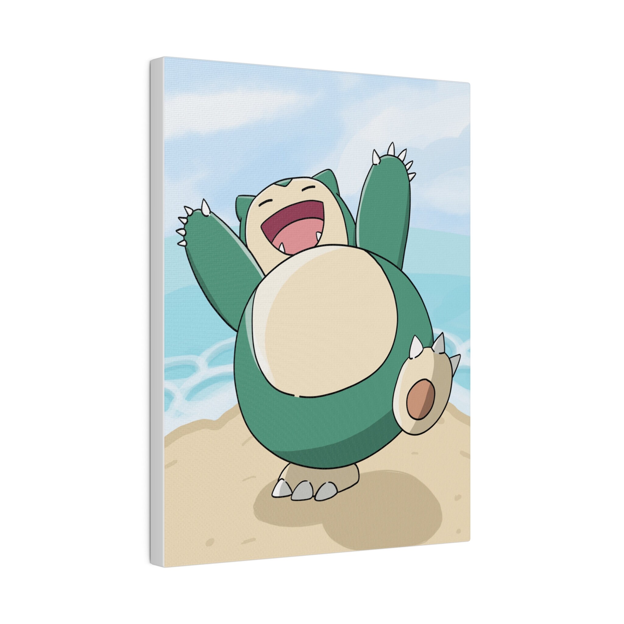 Snorlax Pokemon Happy Beach Canvas Matte & Stretched - Etsy