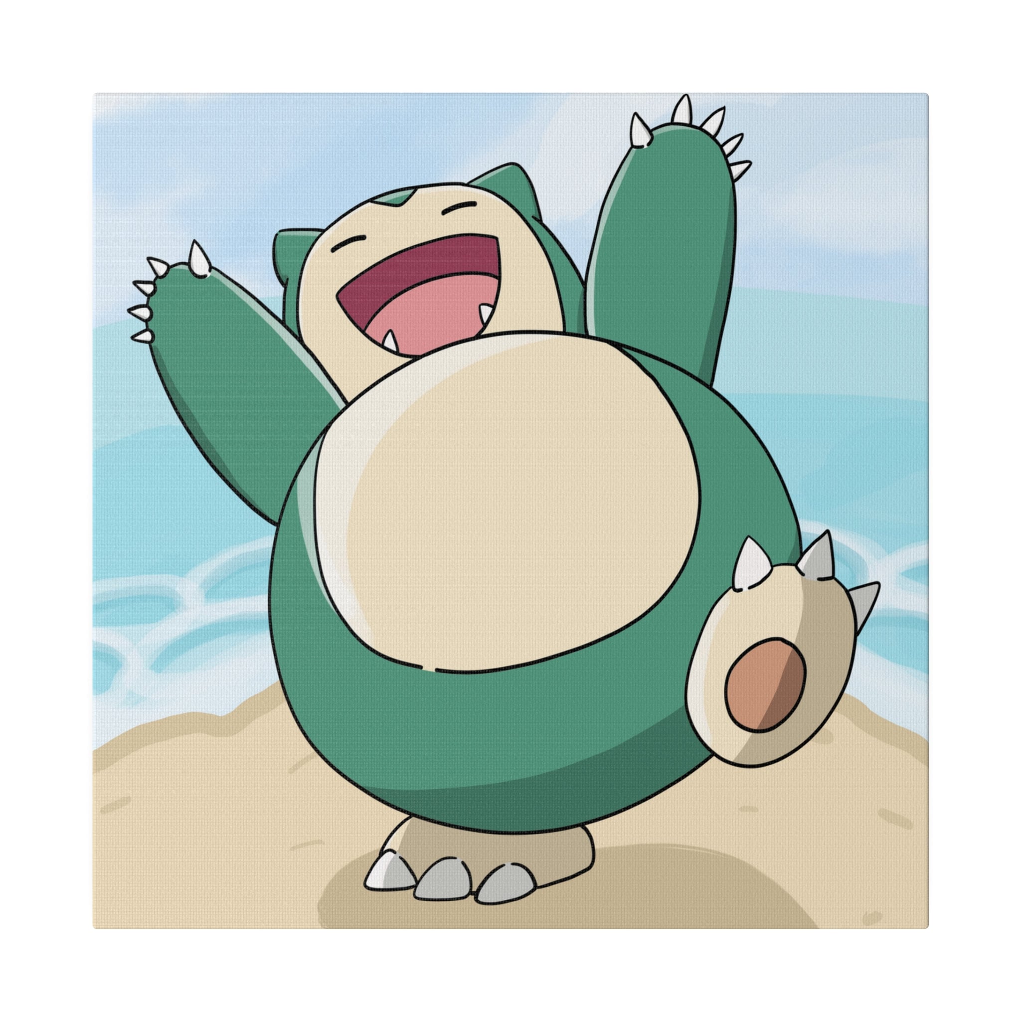 Snorlax Pokemon Happy Beach Canvas Matte & Stretched - Etsy