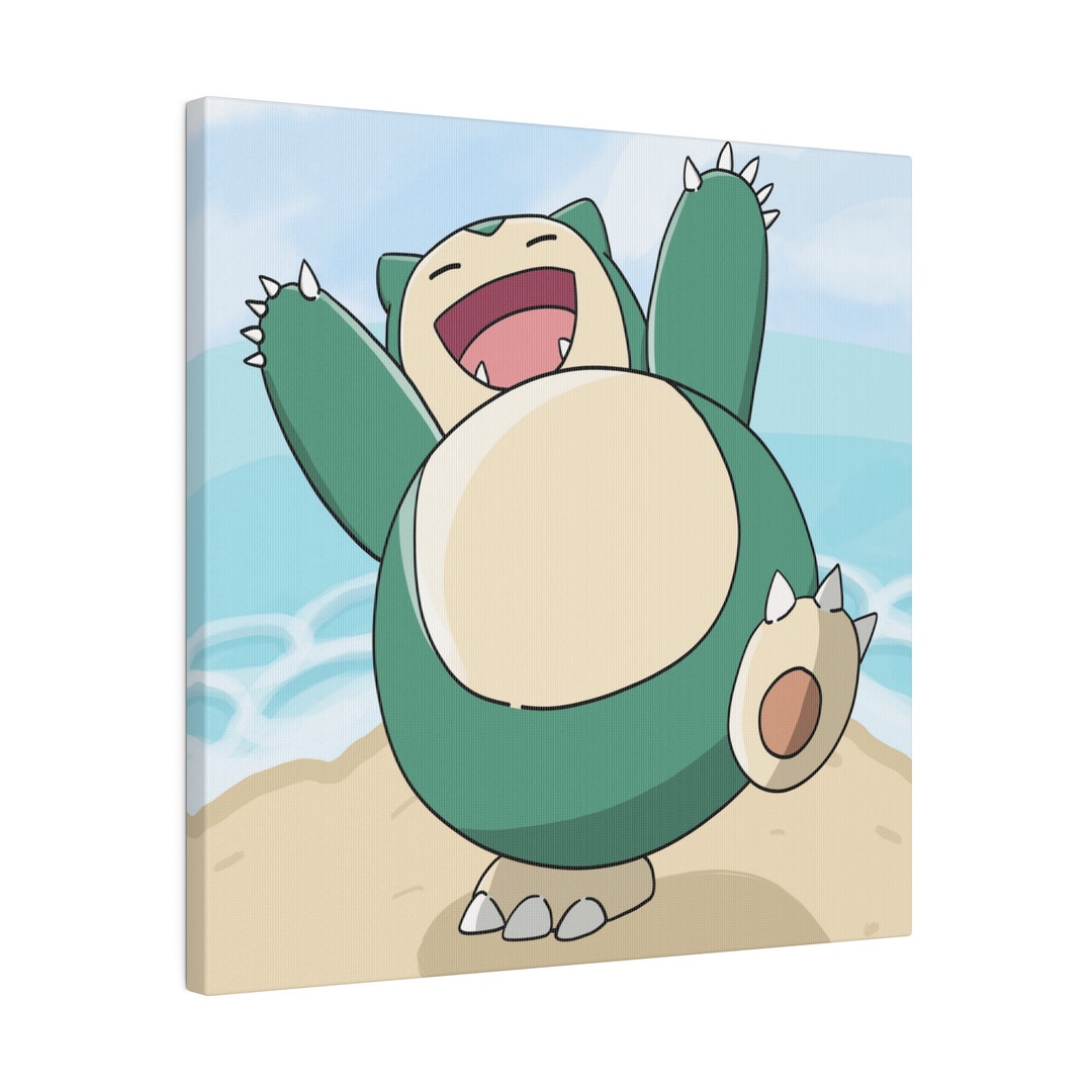 Snorlax Pokemon Happy Beach Canvas Matte & Stretched - Etsy