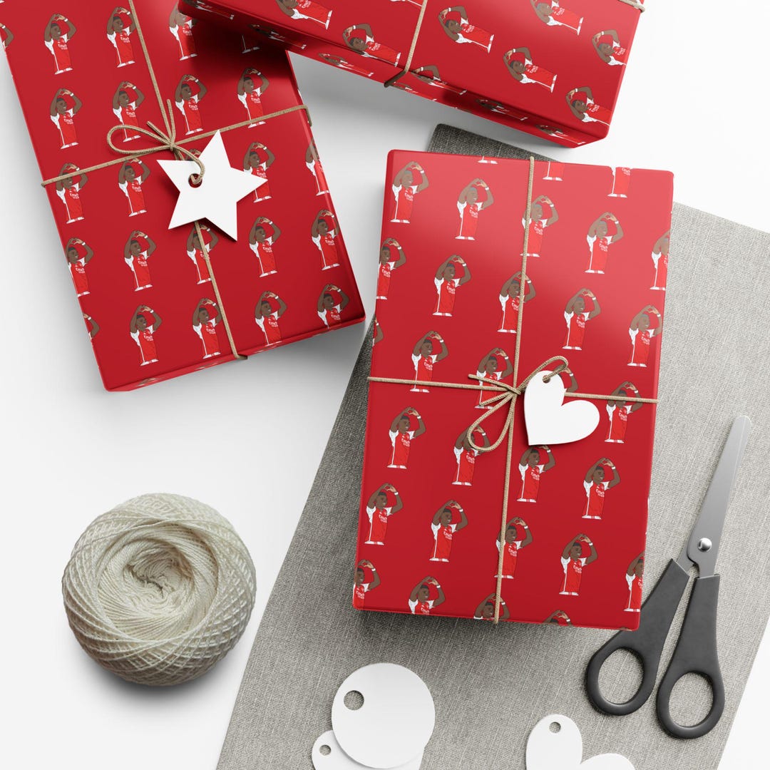 Bukayo Saka Heart Hands Wrapping Paper: Arsenal Gift Wrap, Satin Finish ...
