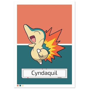 Cyndaquil Poster Minimalistic Wall Art Premium Matte Print Pokemon ...