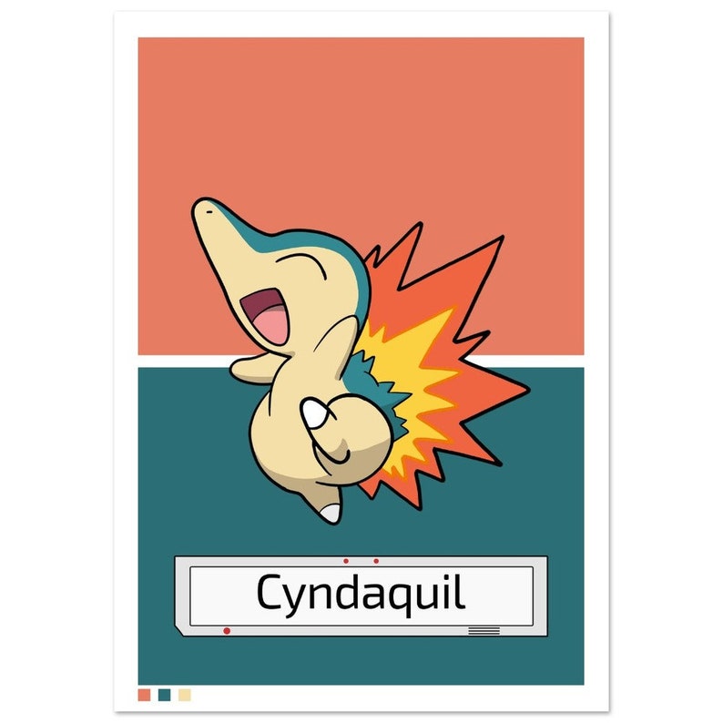 Cyndaquil Poster Minimalistic Wall Art Premium Matte Print Pokemon ...
