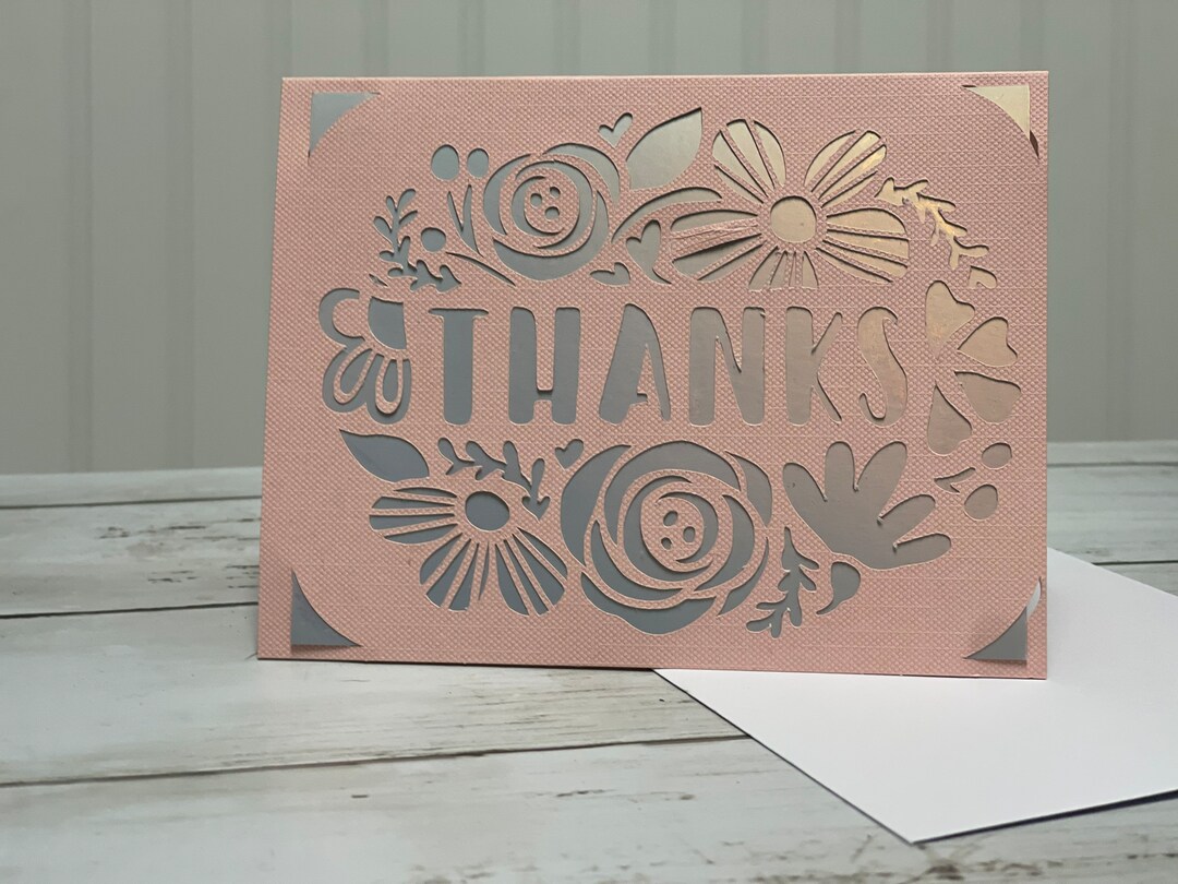 Thank You Card Thanks Pink Thank You Card Thank You Gift Thanks Card ...