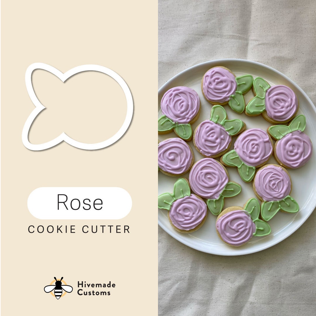 Rose With Leaves Cookie Cutter - Etsy