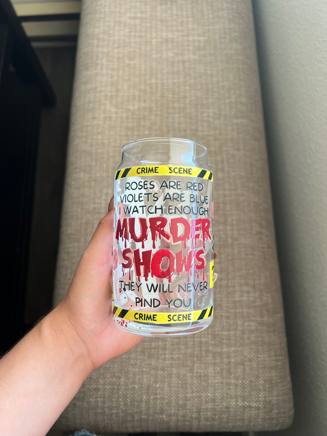 Murder Shows Iced Coffee Glass, Crime Scene Cup, Gifts for True Crime ...