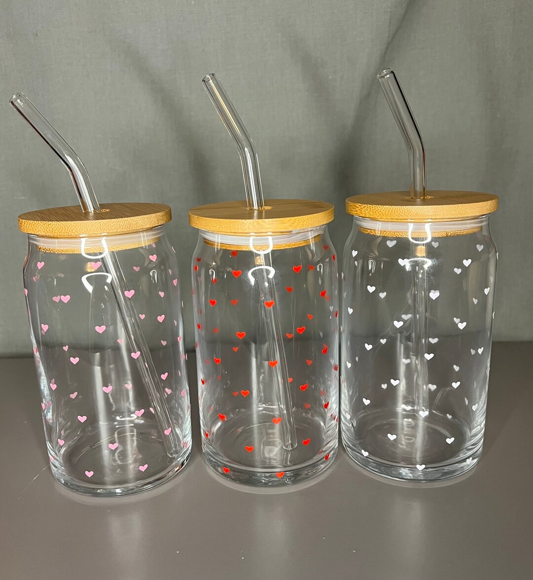 Mini Heart Iced Coffee Glass, Mini Heart Pattern, Gifts for Her, Cute ...