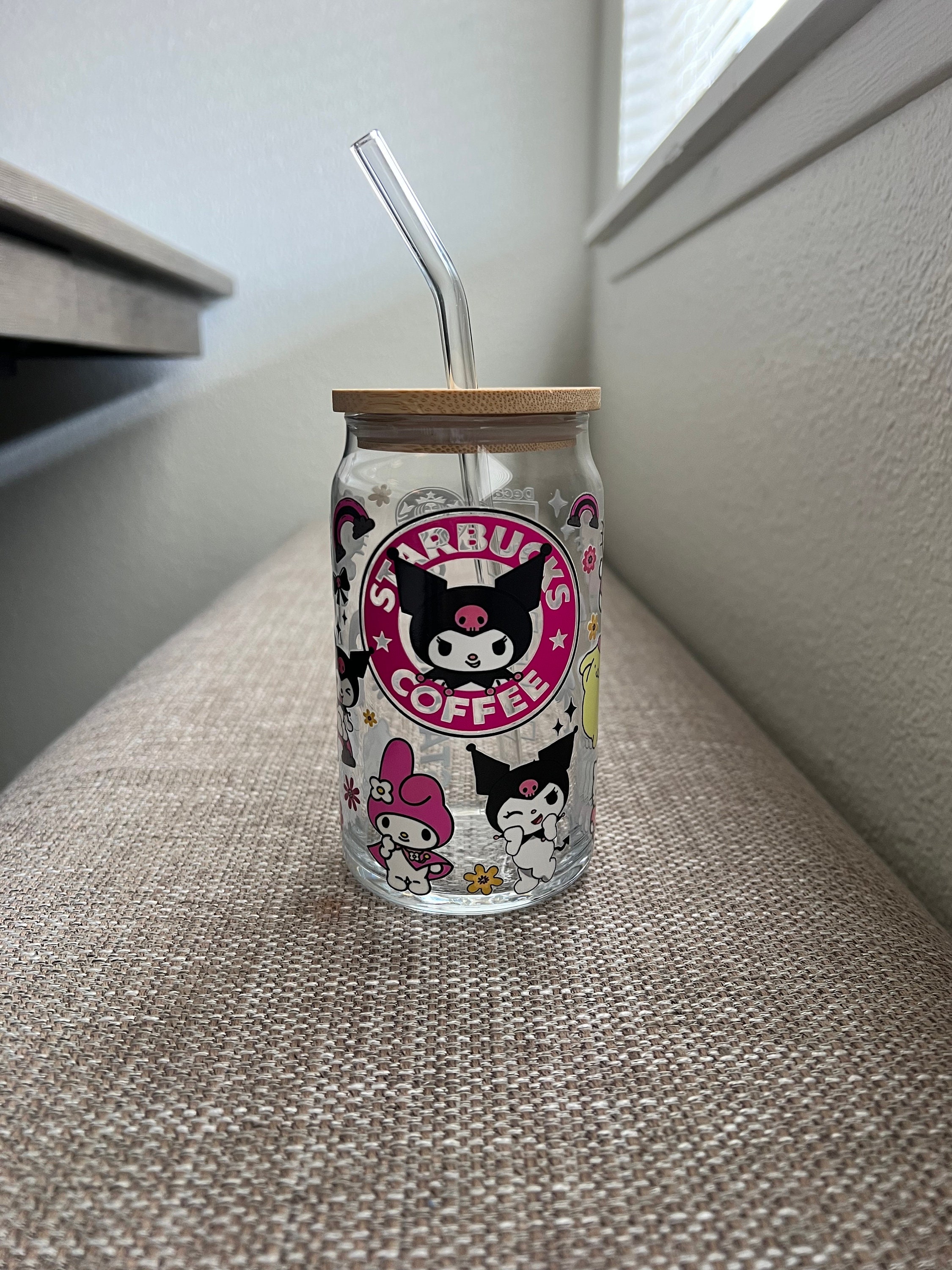 Cute Pink Iced Coffee Glass, Gifts for Kids, Cute Gifts for Her, Boba ...