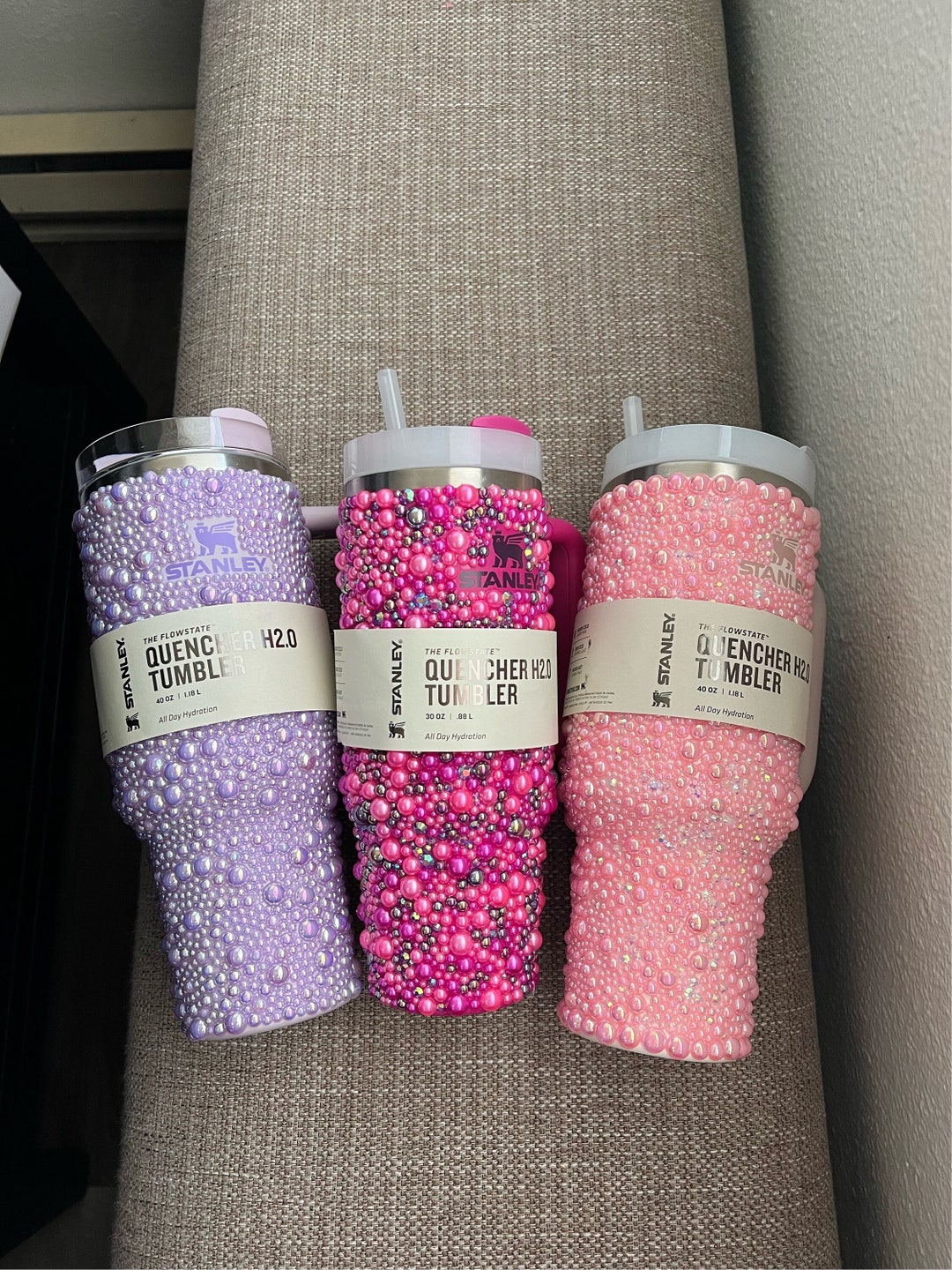 Pearl Stanley Tumbler, Rhinestone Tumbler-40 Oz Stanley Quencher H2.0 ...