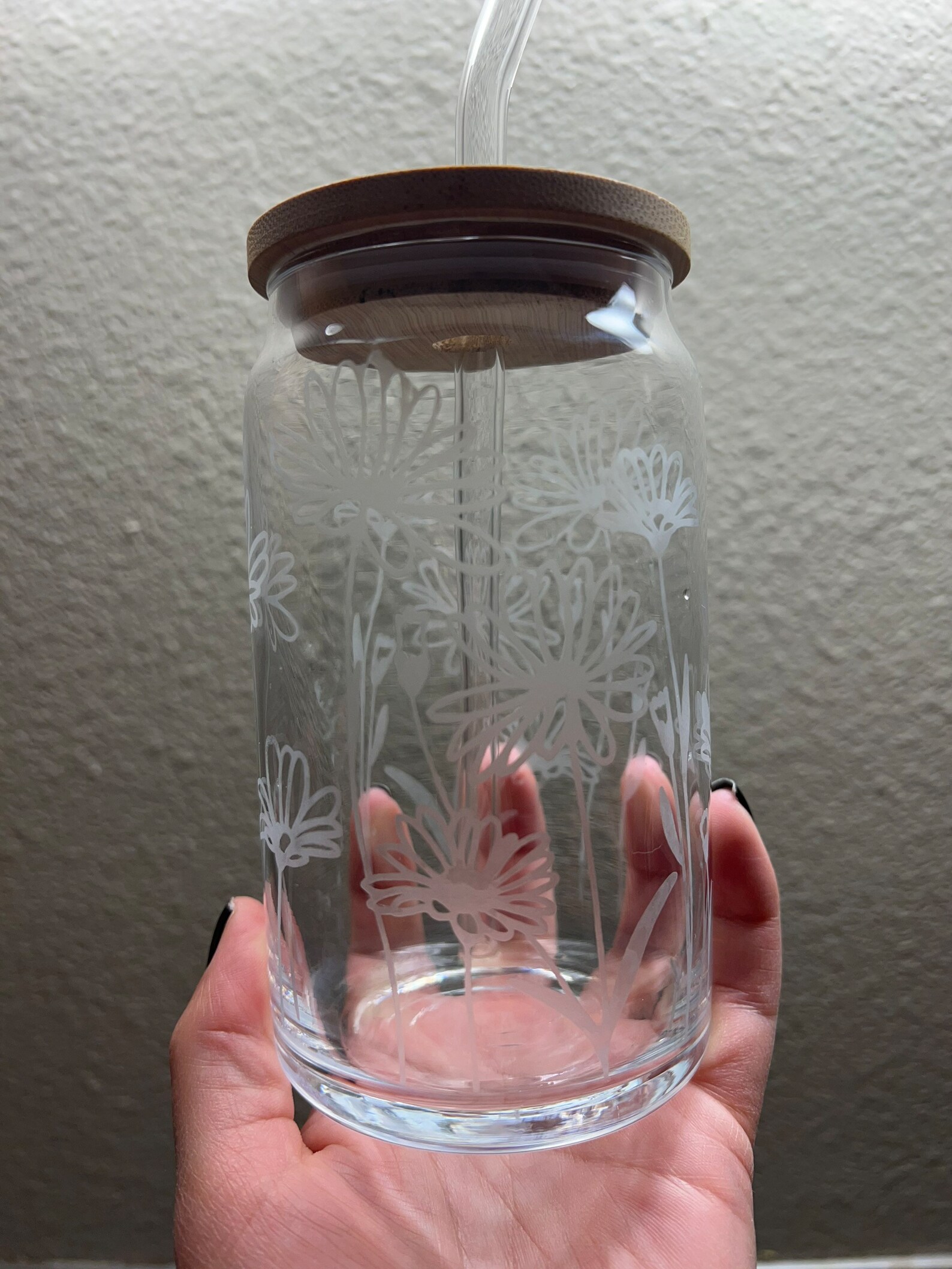 Floral Iced Coffee Glass cute Floral Pattern Soda Glass - Etsy