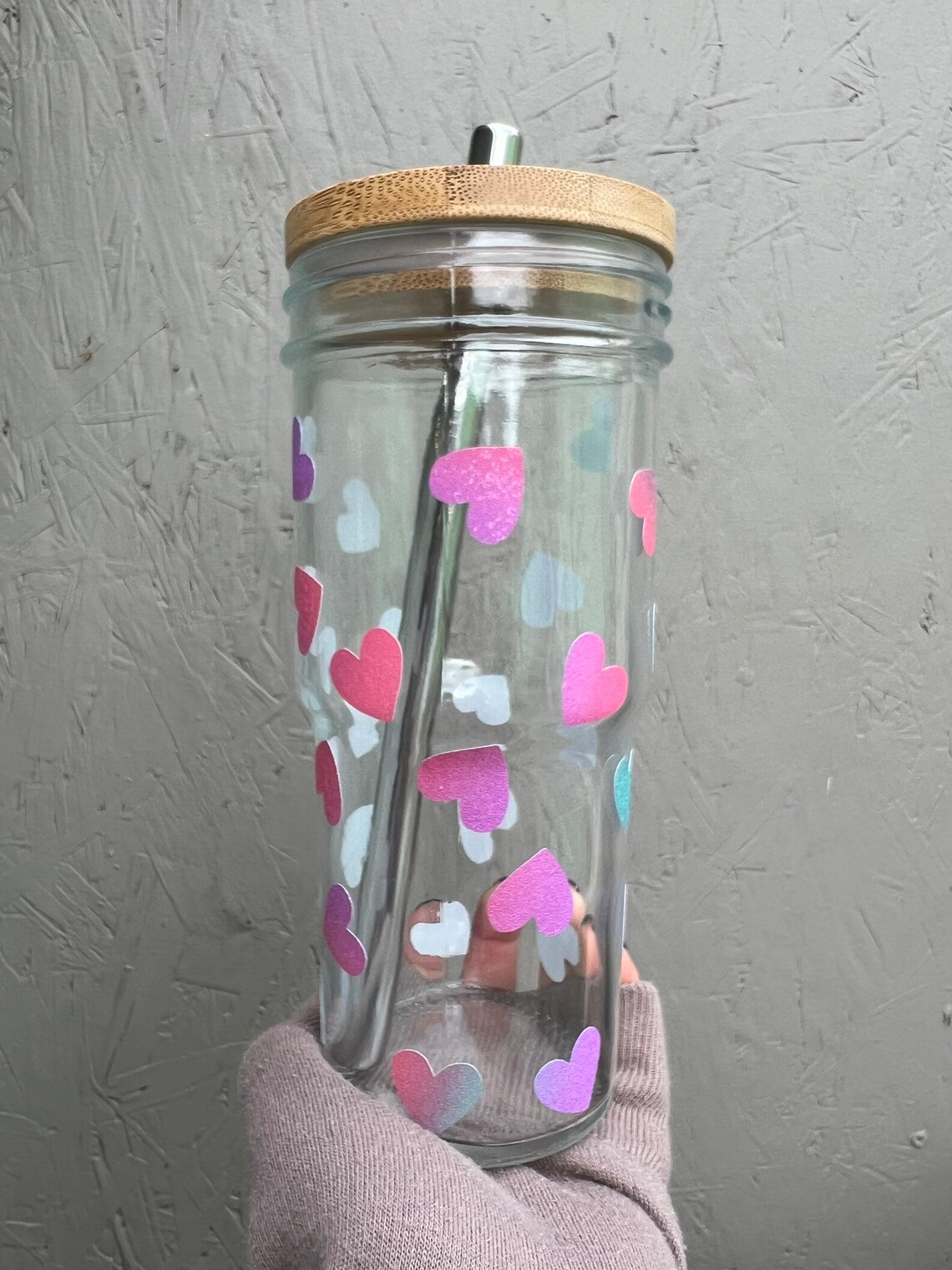 Heart Boba Glass Cup Iced Coffee Glass With Lid and Straw - Etsy