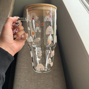 Summer Rain Glass Cup, Large Glass With Handle & Did and Straw, Summer ...