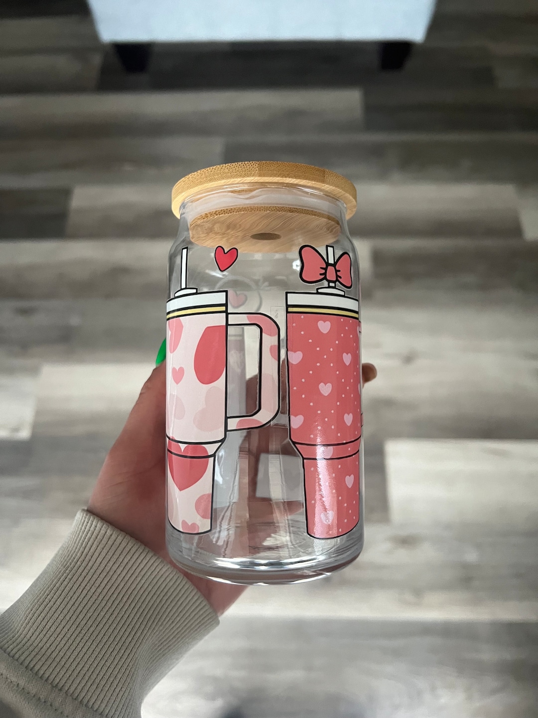 Heart Tumbler Iced Coffee Glass Cup, Valentine's Day Cups, Cute Gifts ...