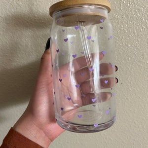 Mini Heart Iced Coffee Glass, Mini Heart Pattern, Gifts for Her, Cute ...
