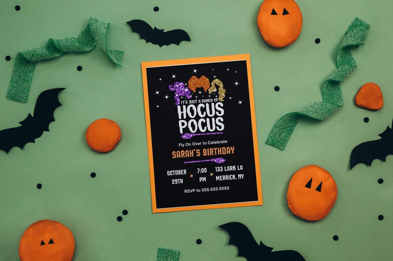 Hocus Pocus Birthday Party Invitation, Halloween Party Invite - Etsy