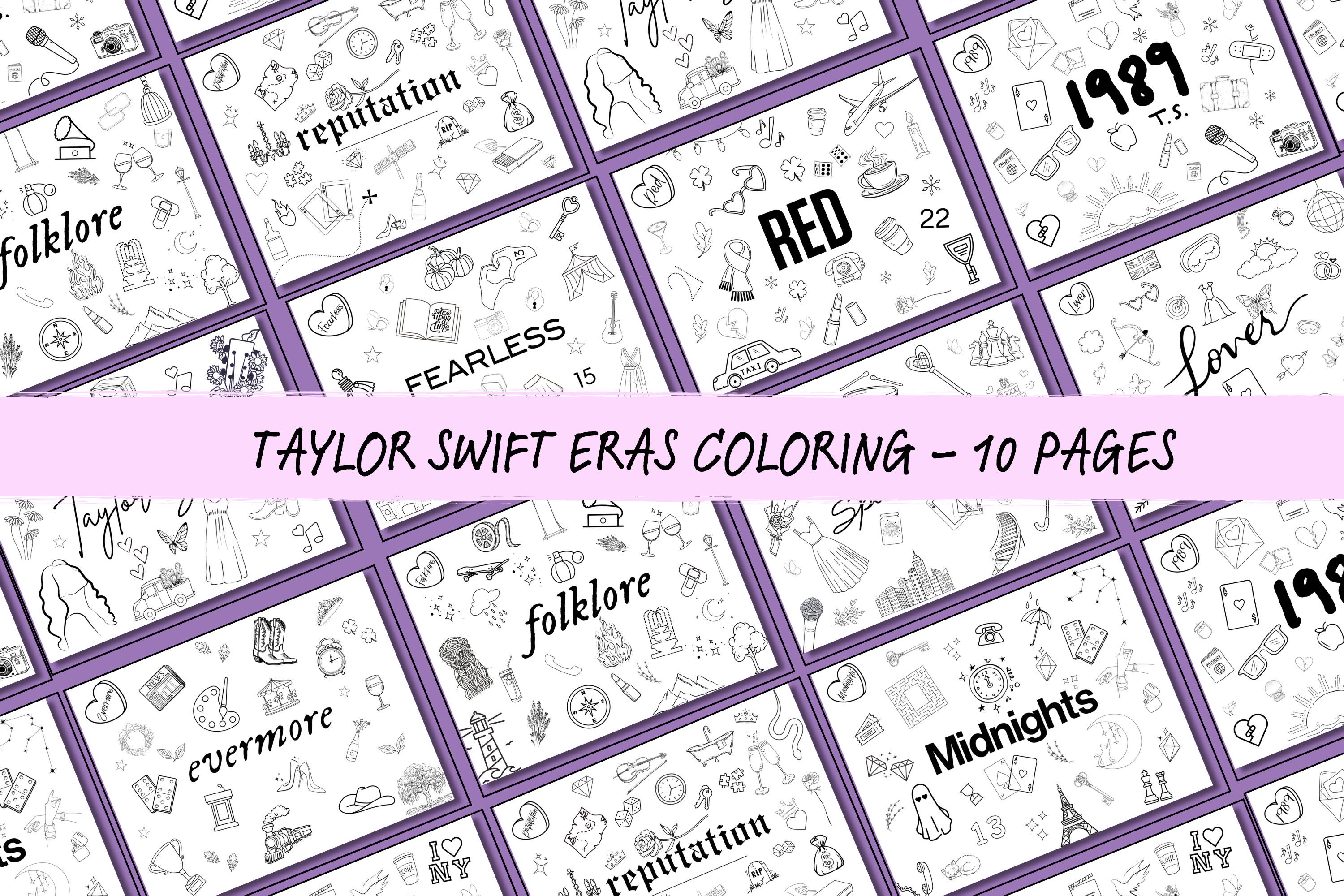 Taylor Swift Inspired ERAS Tour Coloring Pages | Swiftie Coloring Book ...