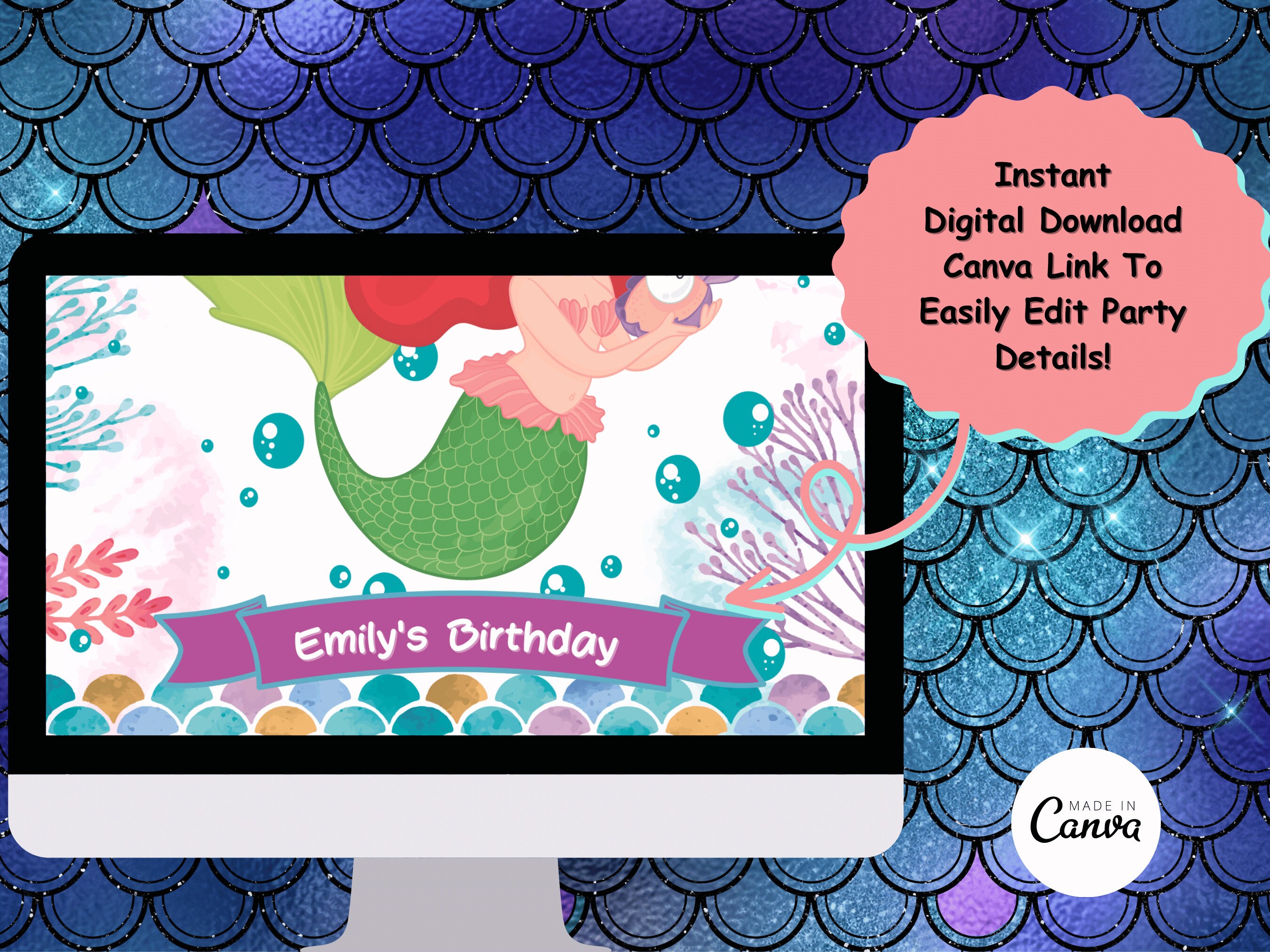 Mermaid Themed Coloring Activity Pages | Instant Download | Editable ...