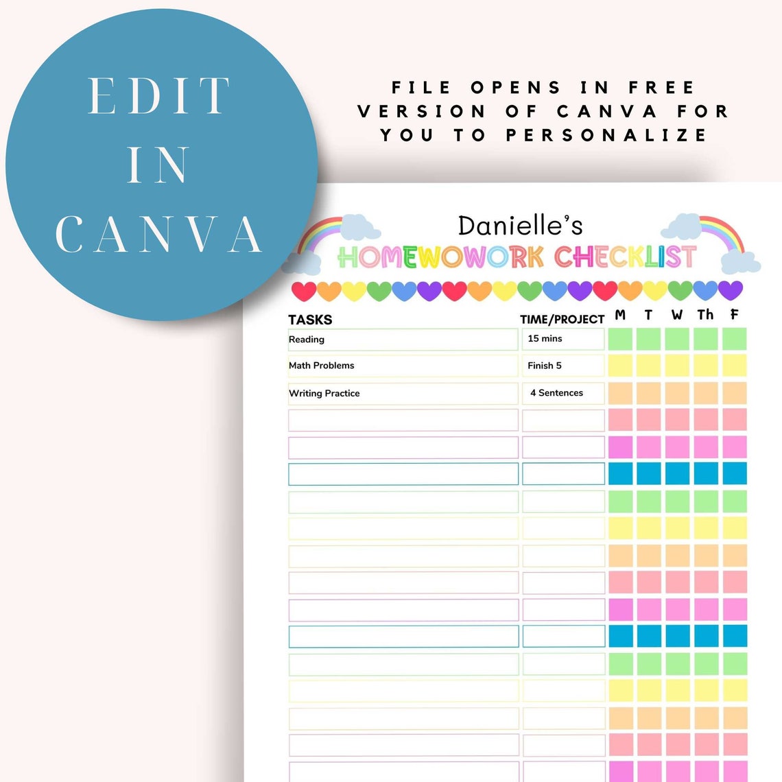 Homework Checklist| Kids Homework Printable |to-do List | Homework Log ...