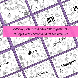 Taylor Swift Inspired ERAS Tour Coloring Pages With the Tortured Poets ...