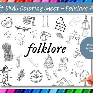 Taylor Swift Inspired ERAS Tour Coloring Page | Folklore Album ...