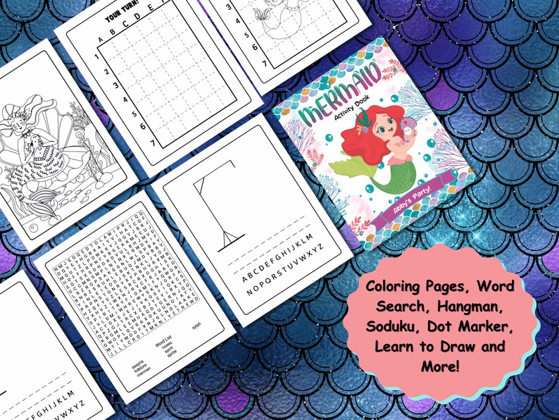 Personalizable Mermaid Themed Activity Book | 136 Pages of Fun ...