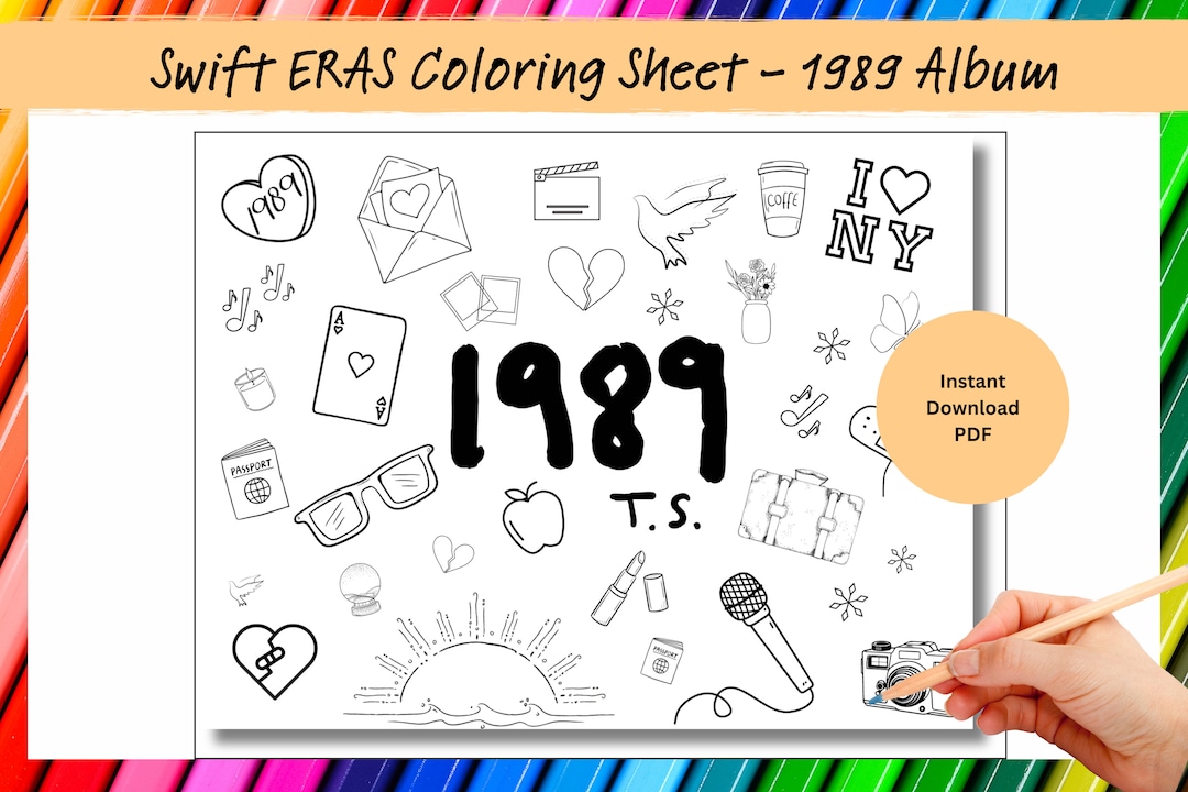 Taylor Swift Inspired ERAS Tour Coloring Page | 1989 Album | Swiftie ...