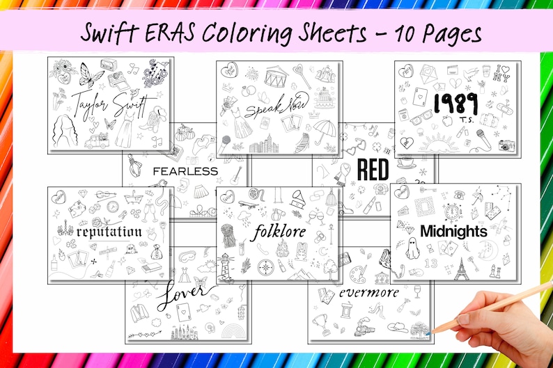 Taylor Swift Inspired ERAS Tour Coloring Pages | Swiftie Coloring Book ...