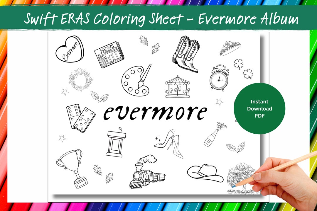 Taylor Swift Inspired ERAS Tour Coloring Page | Evermore Album ...