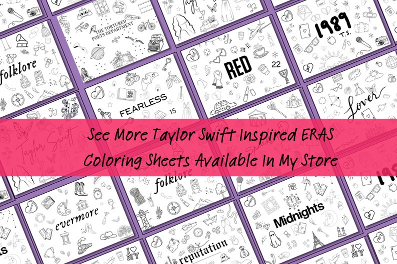 Taylor Swift Inspired ERAS Tour Coloring Page Tortured Poets Department ...